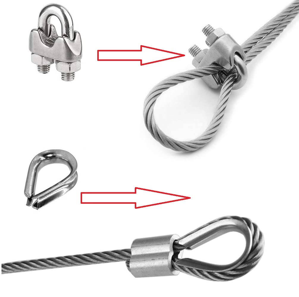 Wire Rope Clip,5Pcs 3mm Stainless Steel Wire Rope Cable Clip Clamp and ...