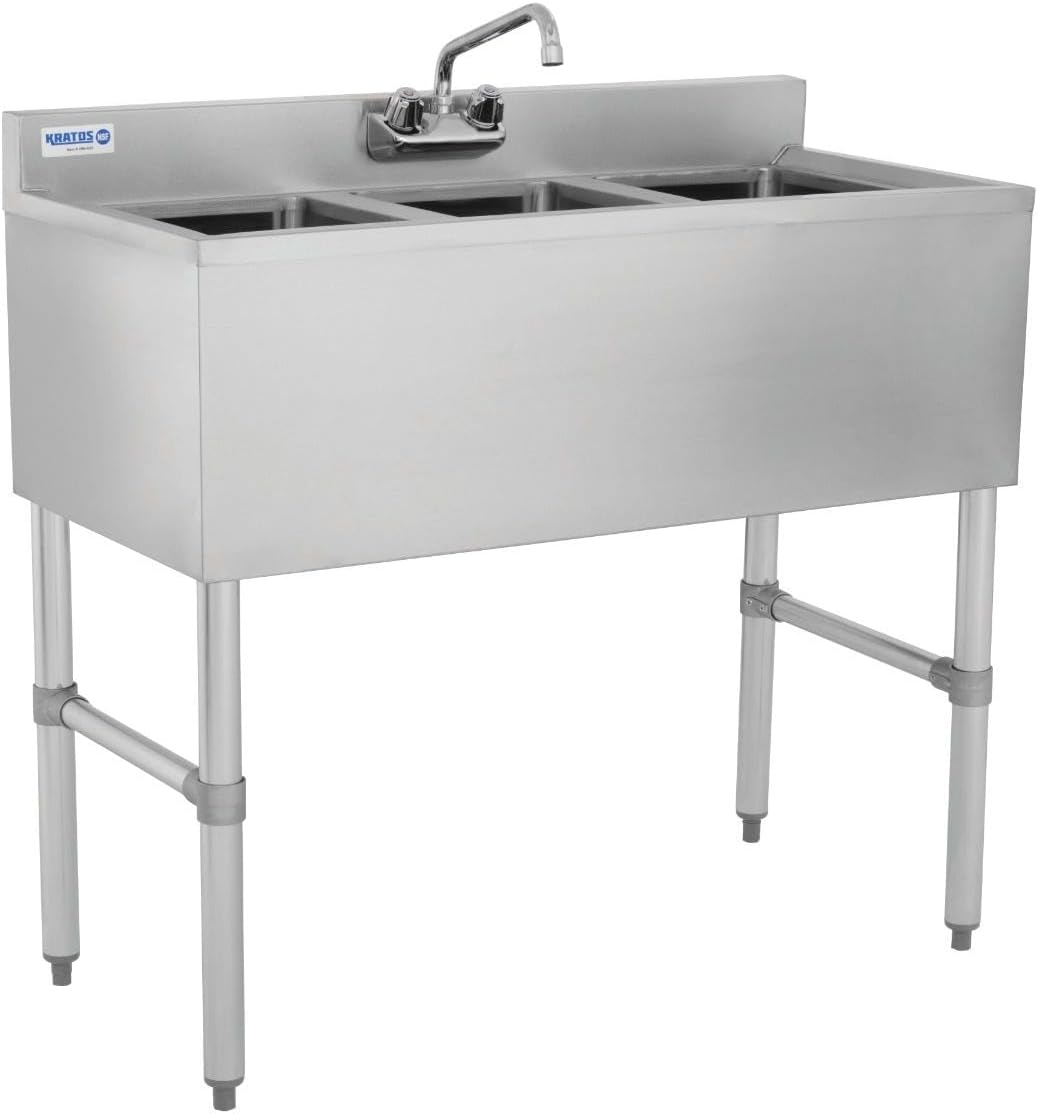 Amazon.com: Kratos Commercial Restaurant Sink, 3 Bowl Underbar ...