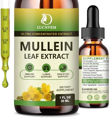 Amazon.com: 5-in-1 Mullein Drops for Lungs - Mullein Leaf Extract for ...