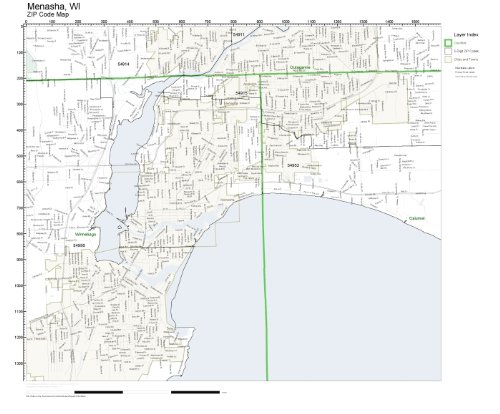 ZIP Code Wall Map of Menasha, WI ZIP Code Map Not Laminated: Amazon.com ...