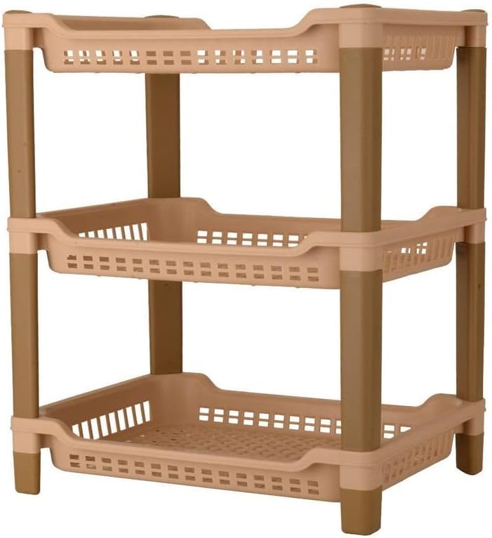 SAURA - 3 Shelf Multipurpose Storage Rack, Grey : Amazon.in: Home & Kitchen