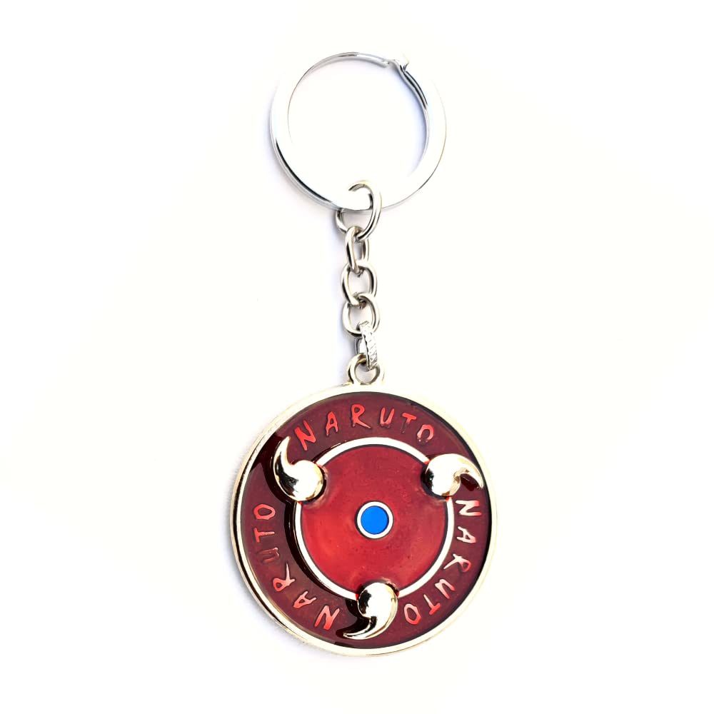 Narutoo Red Eye of Sharingan Rotating Spinning Metal Keychain | Uchiha ...