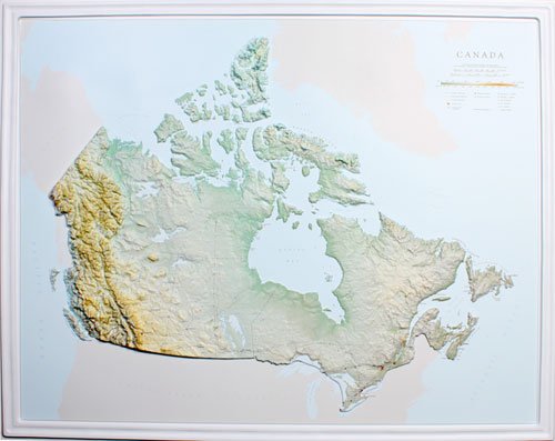 Amazon.com : CANADA Raised Relief Map with Oak Wood Frame : Wall Maps ...