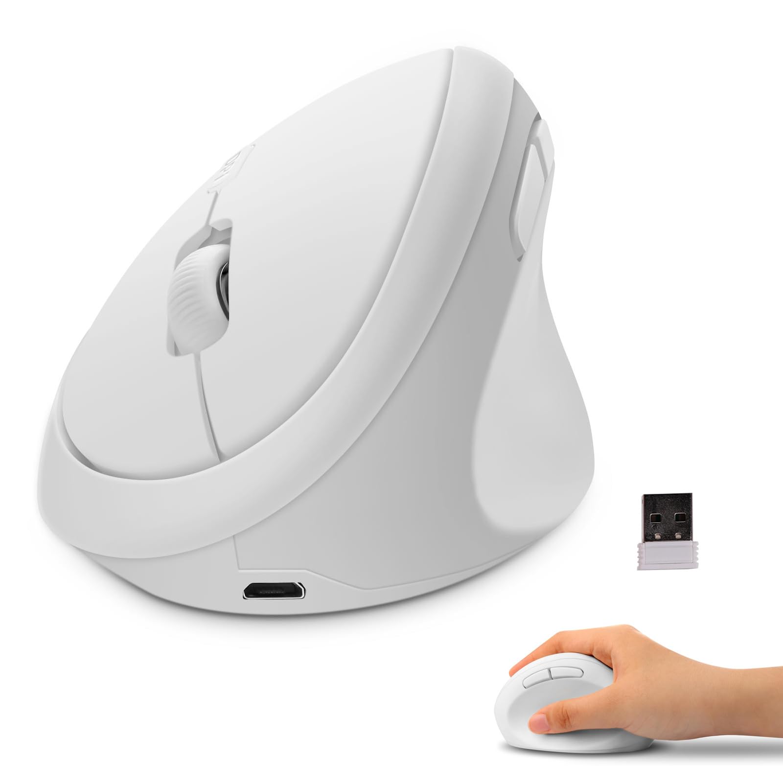 Amazon.com: Vertical Mouse, 2.4G Rechargeable Wireless Ergonomic ...