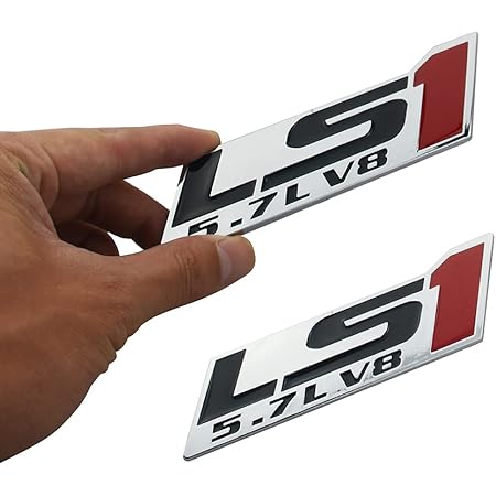Amazon.com: 2Pc LS1 5.7L V8 Engine Emblems Badge 3D Decal (Chrome Black ...