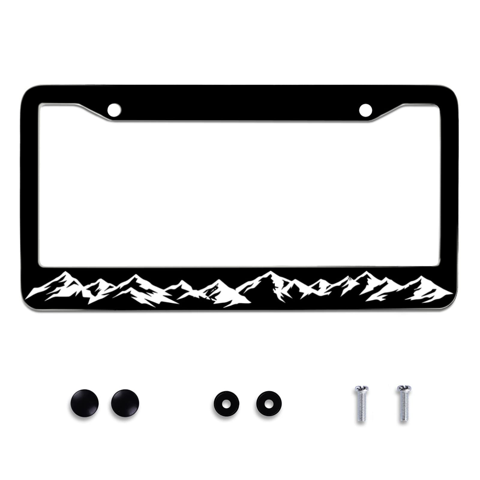 Amazon.com: Mountain License Plate Frame Mountains Scenery Stainless ...