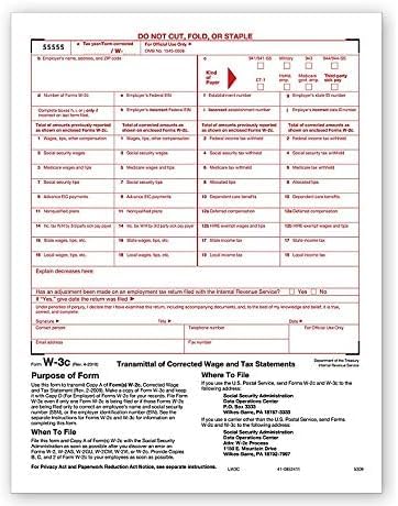 W-3C Form W-3C Transmittal Of Corrected Income Tax Forms - IRS Approved ...