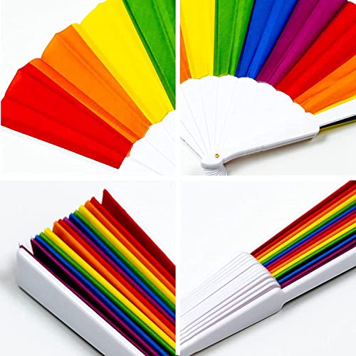 PRATYAHARA Rainbow Fans, 12-Pack Fans, Rainbow LGBTQ Portable Folding ...