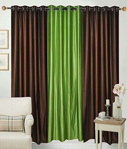 Buy Shiv Fabs Plain Curtain (Pack Of 3) - Brown Online at Low Prices in ...