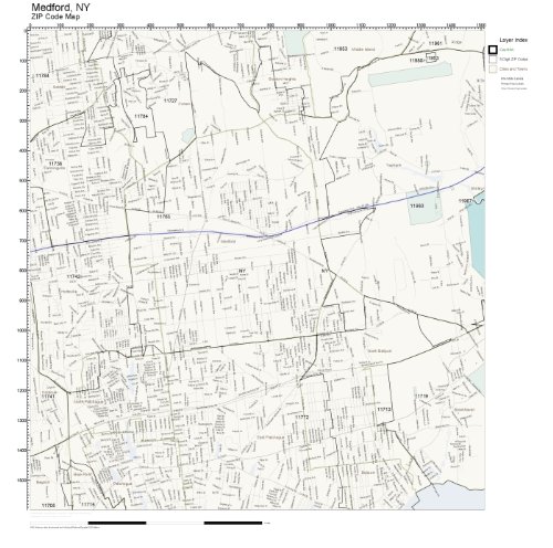 ZIP Code Wall Map of Medford, NY ZIP Code Map Laminated: Amazon.com ...
