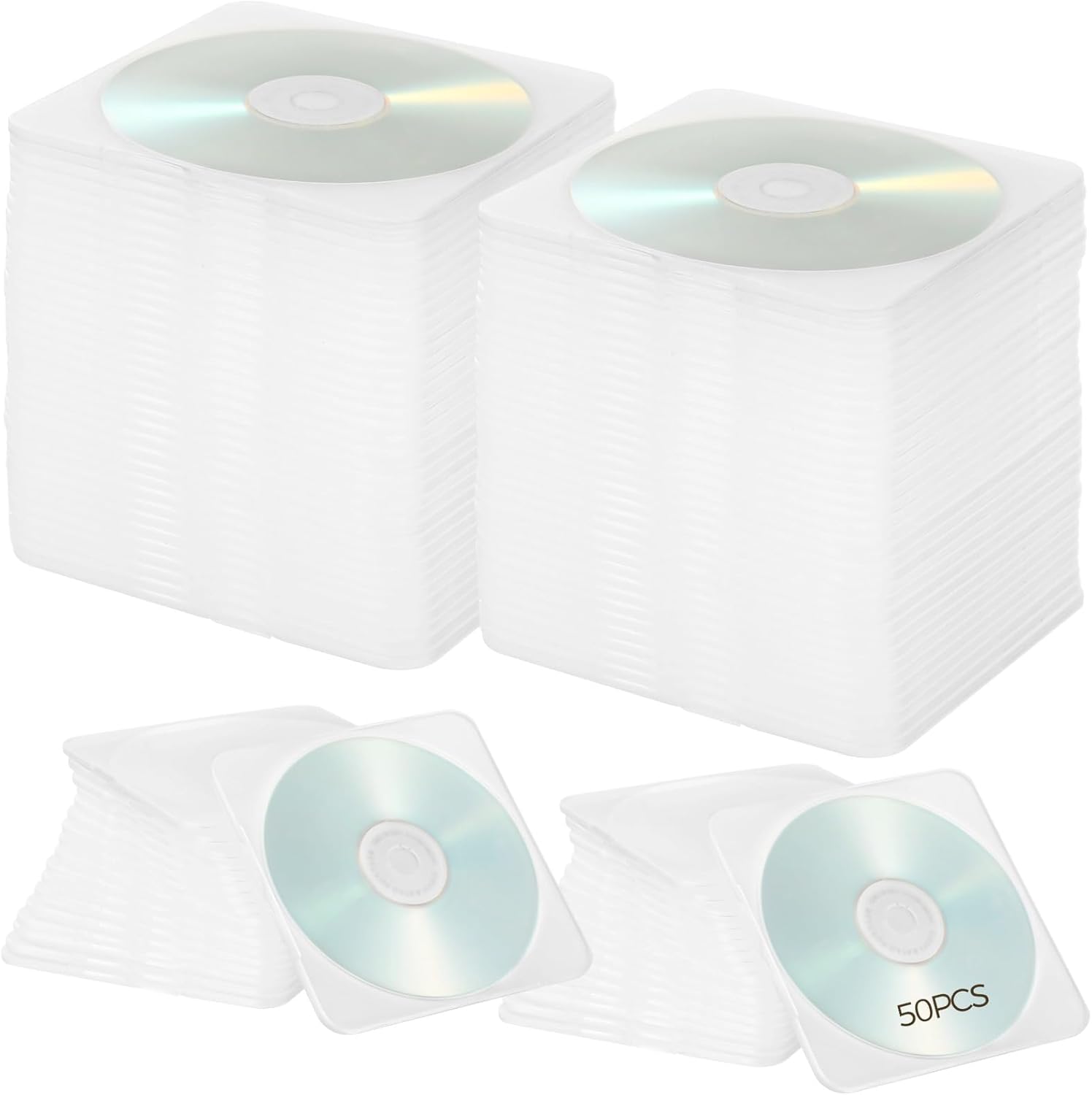 Amazon.com: 50Pcs Ultra Slim CD Cases, Transparent DVD Cases 5.1 x 4.9 ...