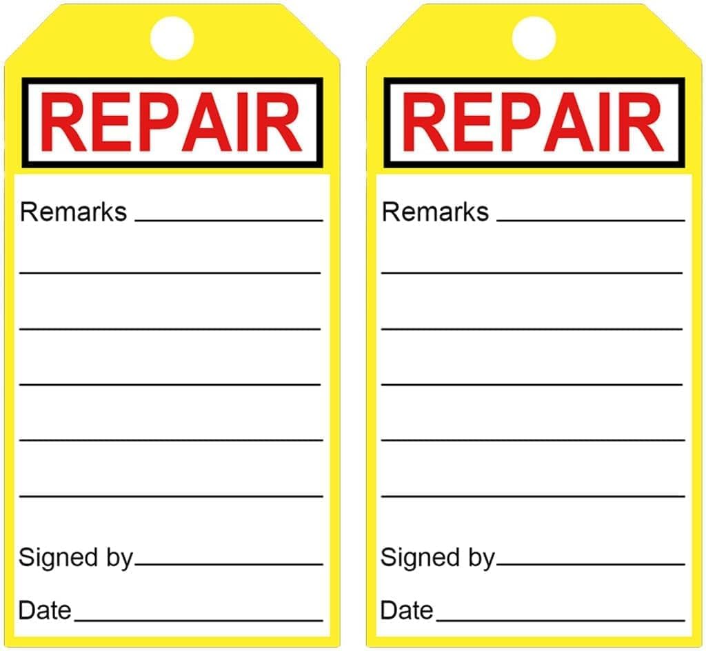 Amazon.com : Repair Required Tags| 5 3/4" x 2 3/5" Maintenance Repair ...