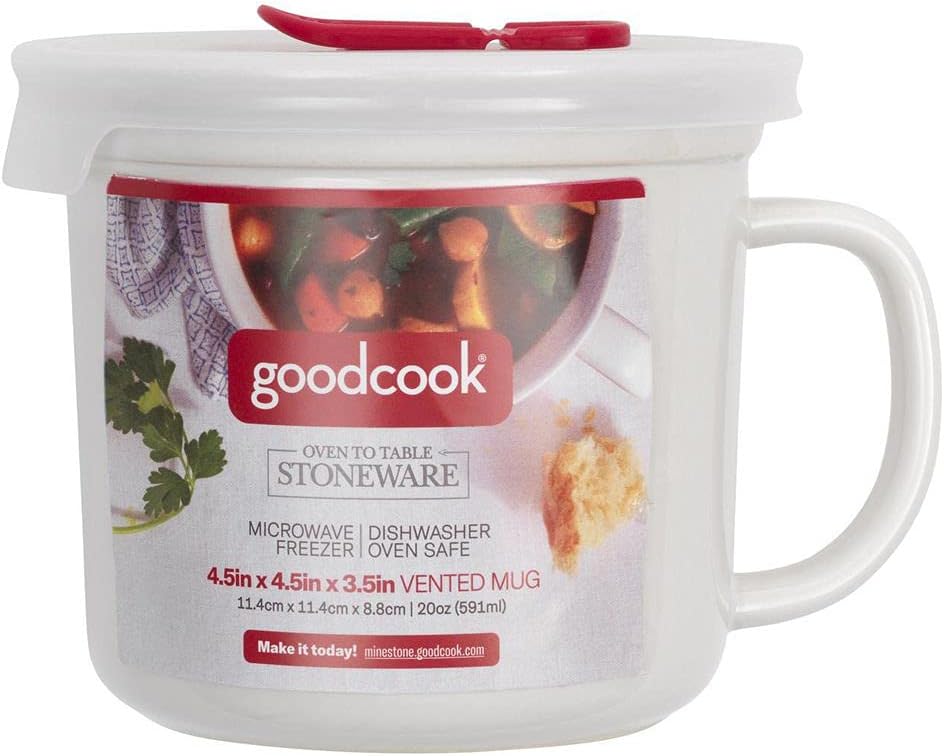 Amazon.com: Good Cook 04164 Vented Soup Mug, White Ceramic, 20-oz ...