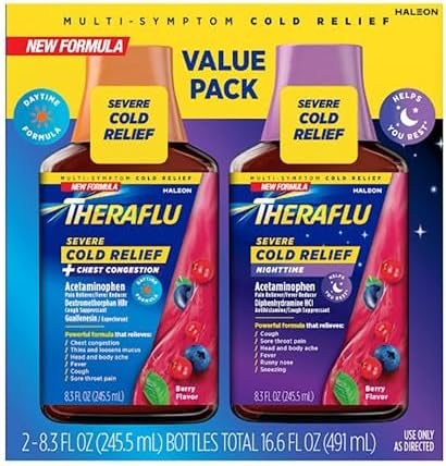 Amazon.com: Theraflu Severe Cold and Cough Nighttime and Daytime Cough ...