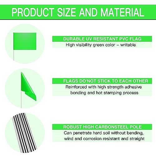 Snapklik.com : 20 Pack-Green Marking Flags For Lawn,4-5-15Lawn Flags ...