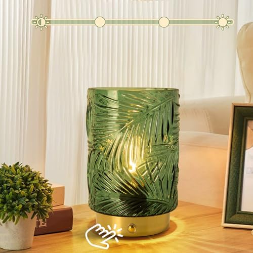Cordless Rechargeable Table Lamp, Glass USB-C Decorative Small Accent ...