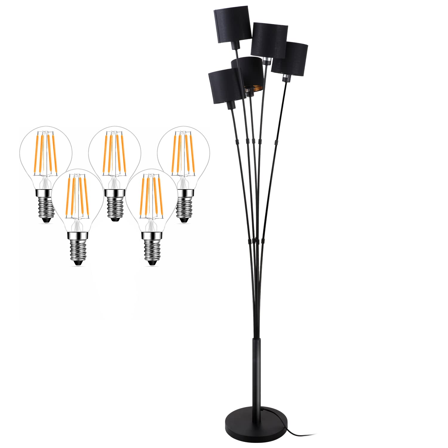 5 Head Floor Lamp Shades Crystal LED Floor Lamp Living Room Lighting