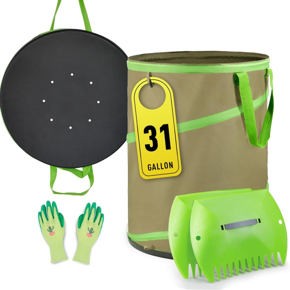 Amazon.com: Collapsible -30 Gallon Canvas Garden Waste Bag -Pop-up ...