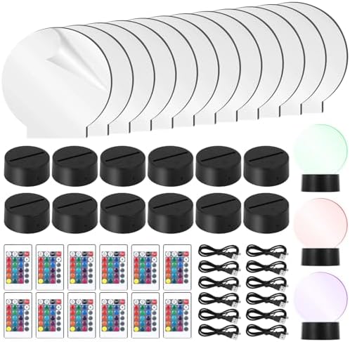 Tideme 12 Sets Led Light Base with Acrylic - Clear Round Acrylic Sheet ...