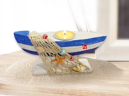 Amazon.de: 33143 - Teelicht Boot MARITIM mit Netz, 19,5x5x9cm, Holz