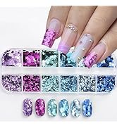 Amazon.com: 12Grids Holographic Mermaid Colorful Nail Art Glitter ...