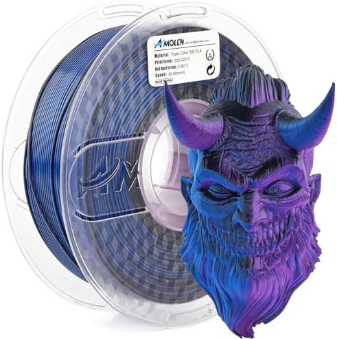 Amazon.com: AMOLEN Silk PLA 3D Printer Filament, Tri Color Black Blue ...