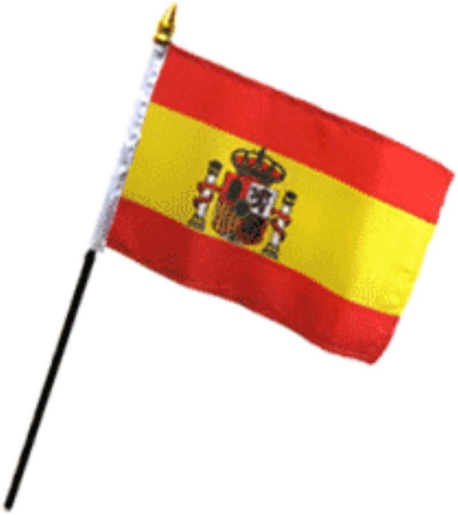 Amazon.com: Spain 4"x6" Flag Desk Set Table Stick Black Base : Office ...