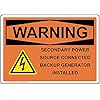 Amazon.com: ComplianceSigns.com Warning Danger Secondary Power Source ...