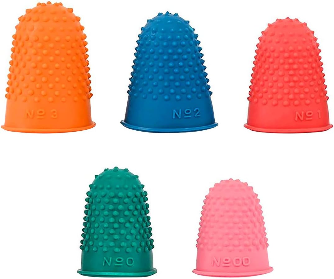 Jagowa 5 Pcs Rubber Finger Tips 5 Sizes Anti-Slip Finger Sleeve ...