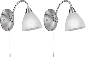 Britalia 2 Pack - Satin Nickel & Alabaster Glass Traditional Swan Neck ...