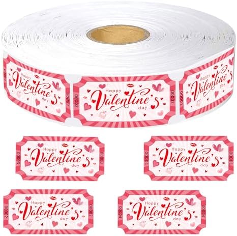 Amazon.com : Valentine Raffle Tickets Romantic Pink Heart Party Ticket ...