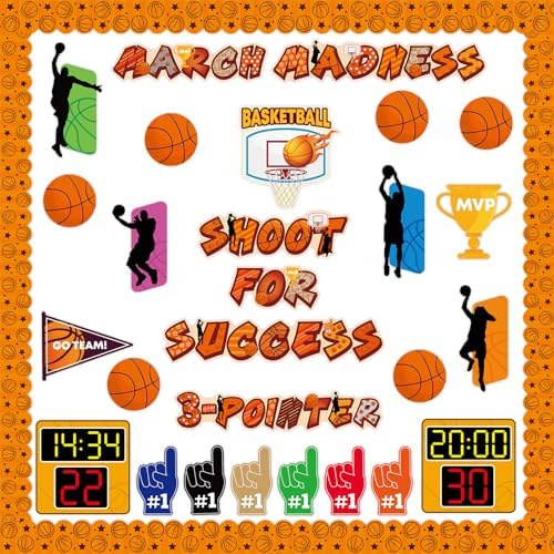Amazon.com: 58 Pcs Basketball Bulletin Board Decoration Madness Cut ...