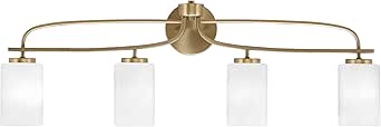 Cavella 4 Light Bath Bar, New Age Brass Finish, 4" White Marble Glass ...