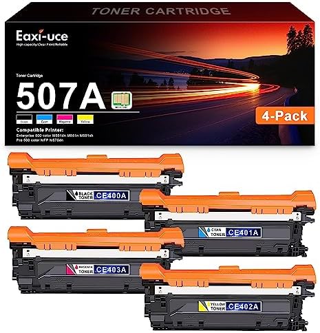 Amazon.com: 507A Toner Cartridge (with Chip) 4Pack,1BK,1C,1Y,1M: 507A ...