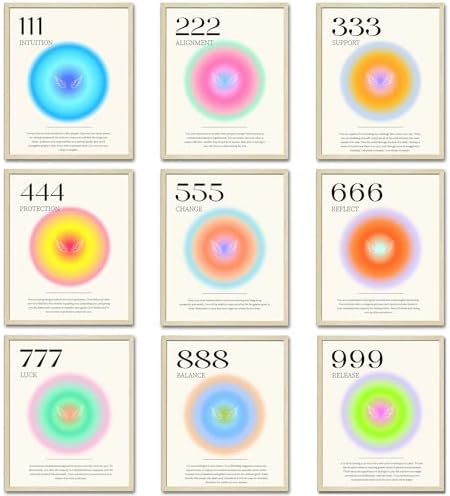 Amazon.com: Aura Angel Numbers Poster Sets of 6 for Room Aesthetic ...