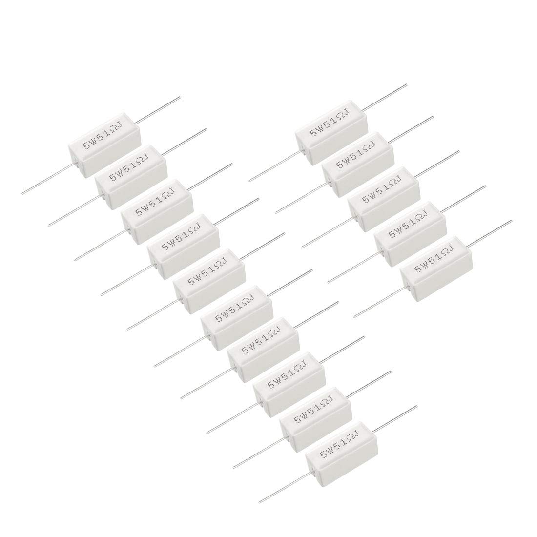 uxcell 51 Ohm Resistors 5W 5% Cement Resistor, Wirewound Axial Lead ...