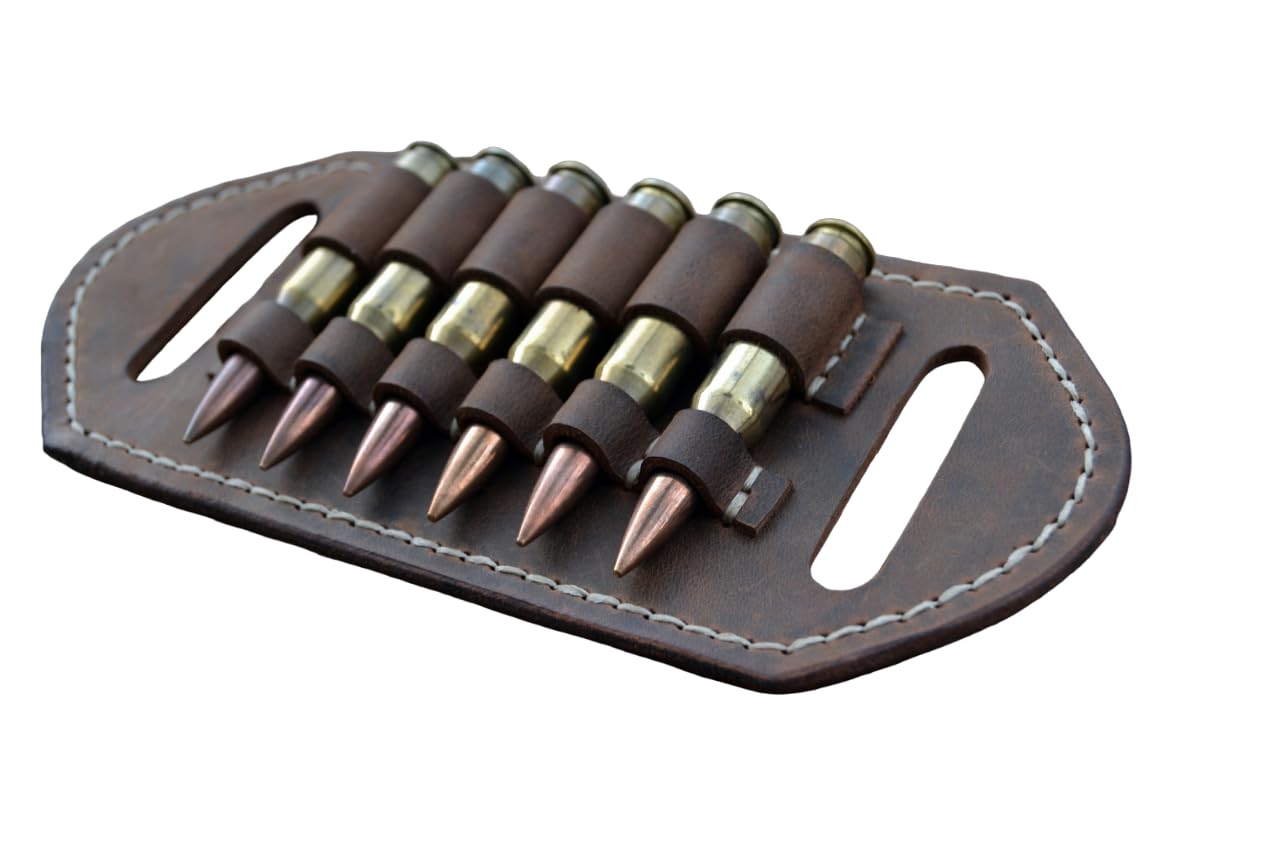 Amazon.com: Leather Cartridge Holder 6 Ammo Capacity, Ammo Holder, Ammo ...