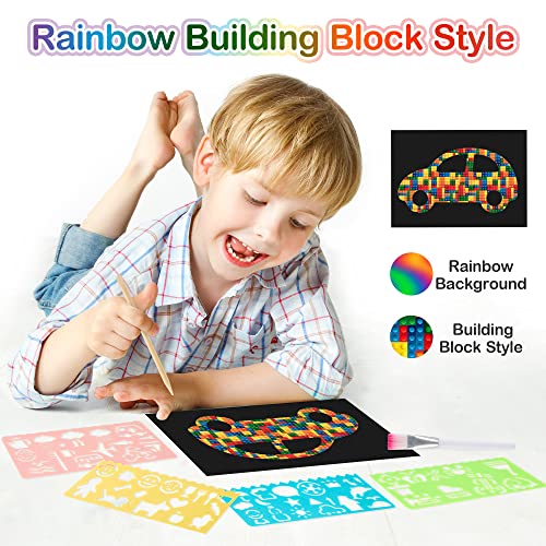 Snapklik.com : 60Pcs Scratch Art Paper Set For Kids, Rainbow Magic ...