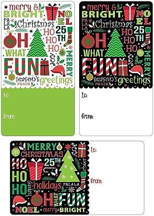 Amazon.com: Red and Green Christmas Gift Tags, Peel and Stick Gift Wrap ...