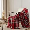 Amazon.com: EVERGRACE Stewart Red Christmas Plaid Chenille Throw ...