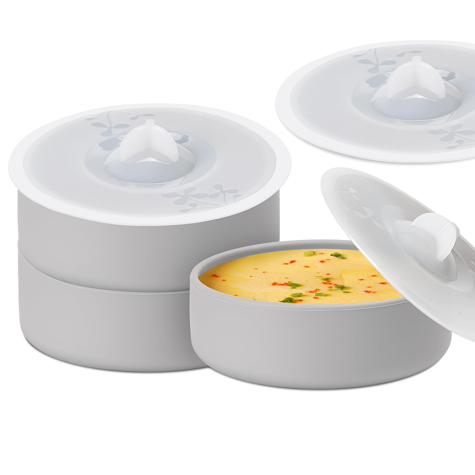 Amazon.com: Silicone Egg Poacher Cups with Lids Set of 3, Egg Poaching ...