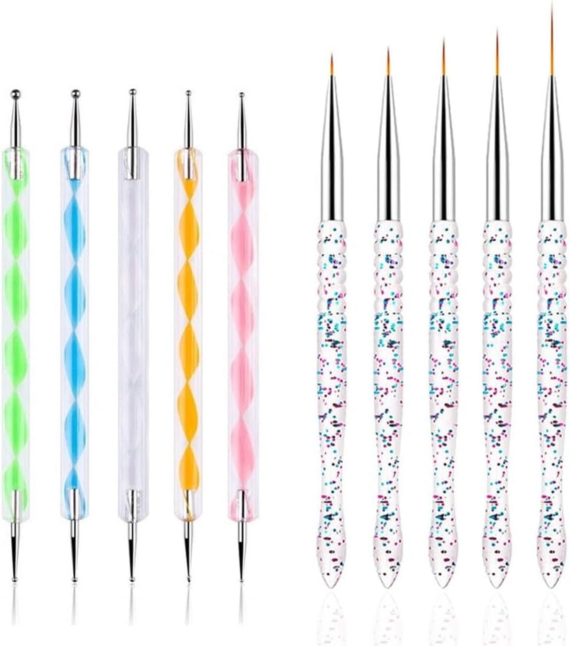 Amazon.com: Artdone Nail Dotting Tools Double-ended Nail Art Brushes Kit Nail Art Gel Polish ...