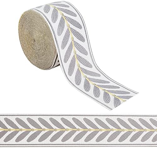 Amazon.com: OLYCRAFT 10.9Yards Jacquard Ribbon Trim 2.4 Inch Leaf ...