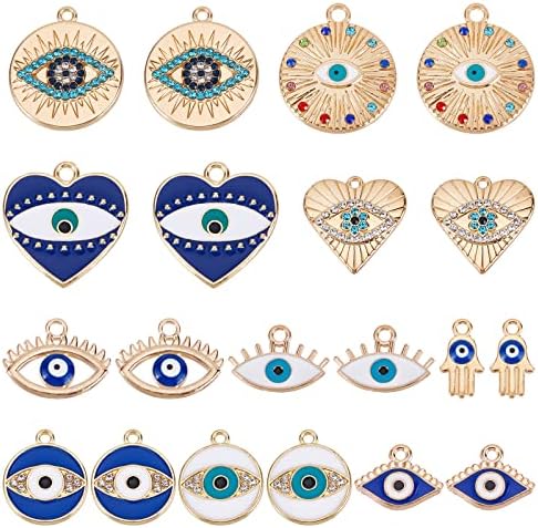 NBEADS 24 Pcs Evil Eye Pendants, Handmade Lampwork Evil Eye Charms ...