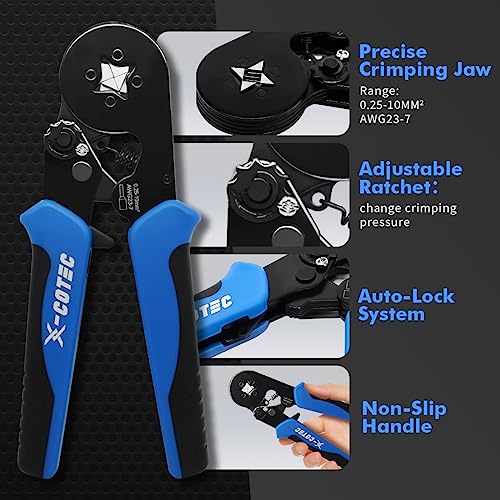 X-COTEC Crimping Plier Set, 0.25-10mm Ferrule Crimping Tool with 1200 ...