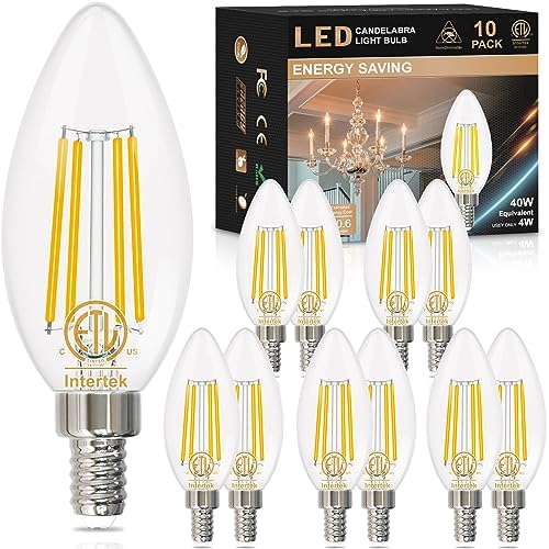 hansang 10 Pack E12 Type B Light Bulbs 2700K Warm White, 40W Equivalent ...