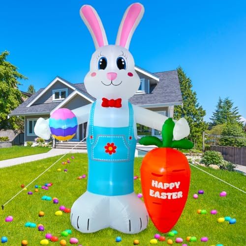 Amazon.com: DINESIL 12FT Easter Inflatables Bunny, Giant Blow Up Easter ...
