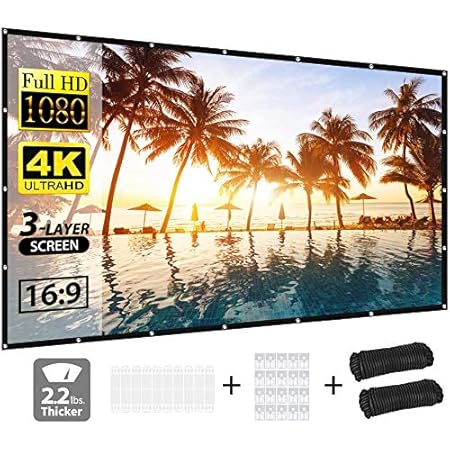 Amazon.com: Powerextra Projector Screen 120 inch 16:9 HD Foldable Anti ...