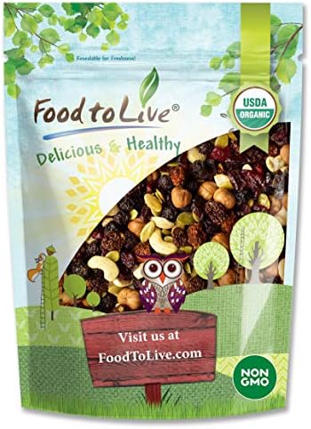 Amazon.com: Food to Live - Organic Snack Mix, 12 Ounces - Raw Nuts and ...