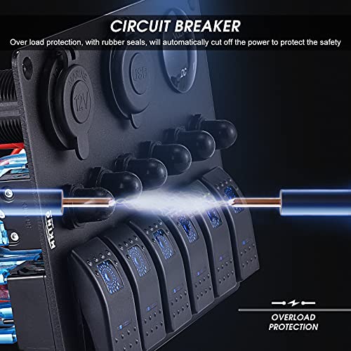 Snapklik.com : MKING 6 Gang Marine Boat Rocker Switch Panel Waterproof ...